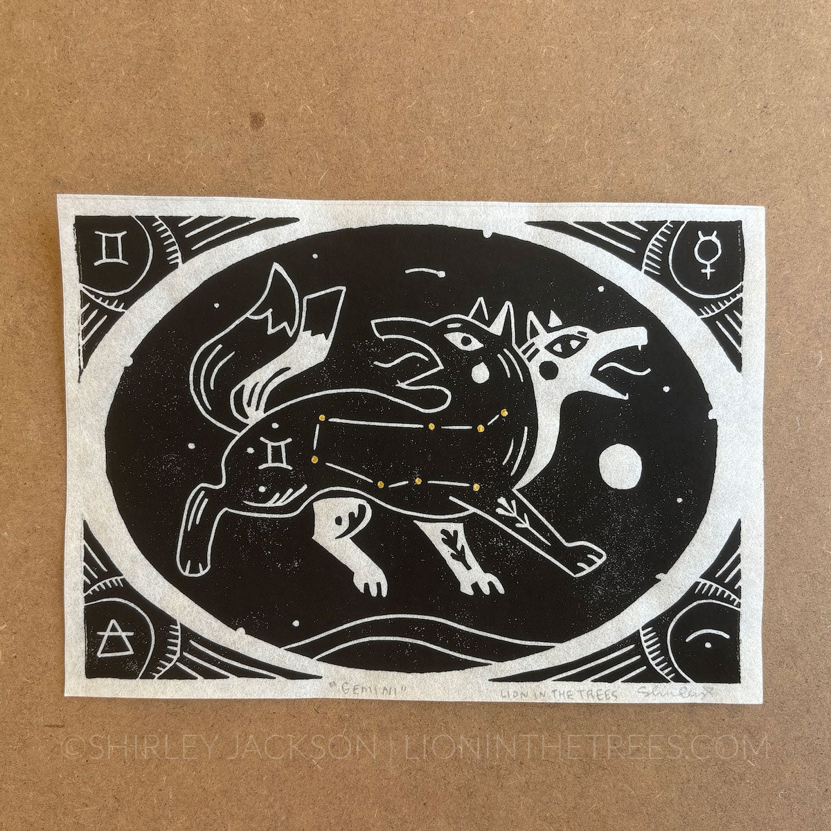 Gemini Zodiac - Block Print – Shirley Jackson / LIONINTHETREES