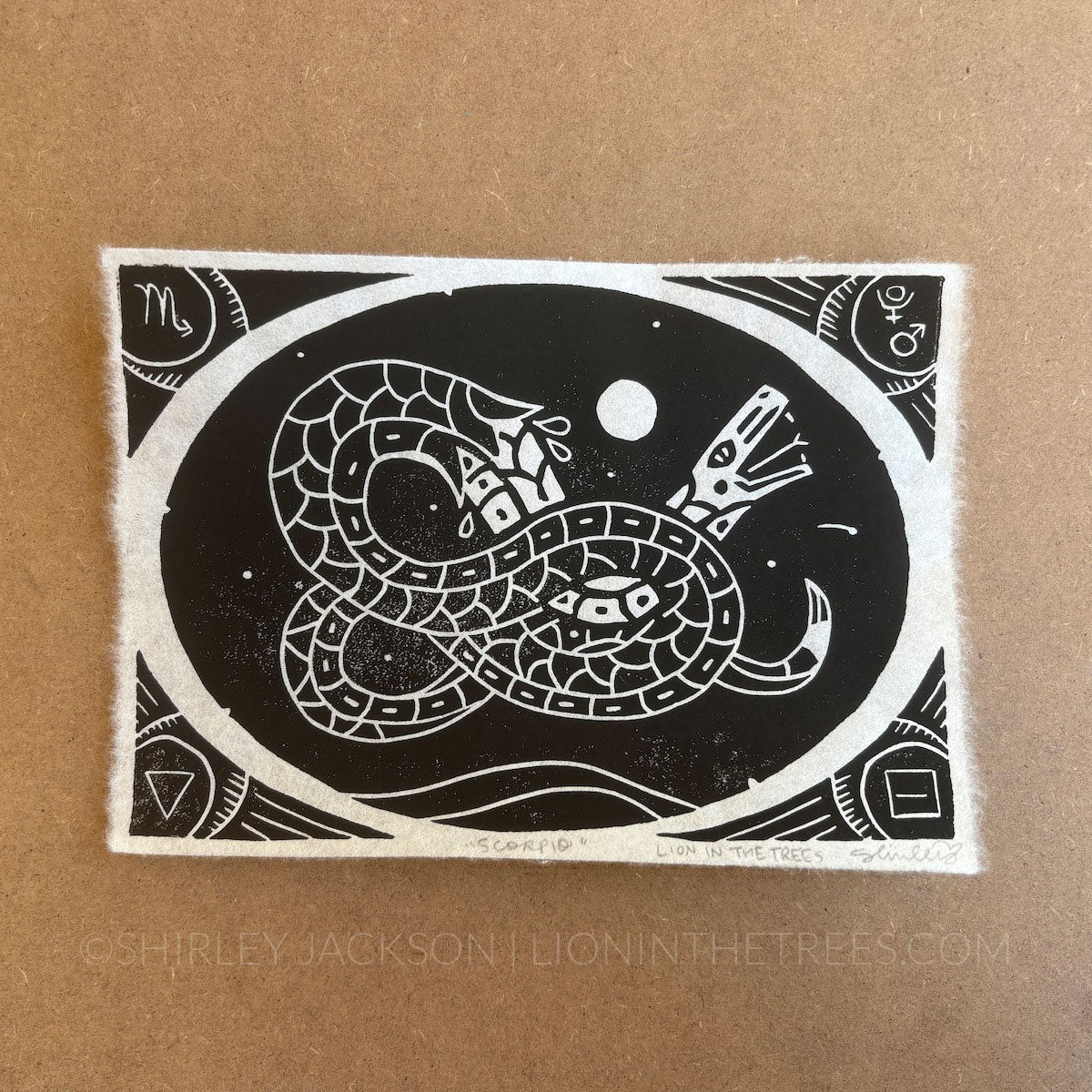 Scorpio Zodiac - Block Print – Shirley Jackson / LIONINTHETREES
